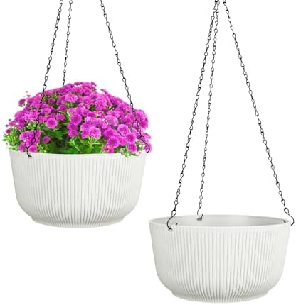 Amazon.com: T4U Hanging Planter Self Watering 8 Inch, 2 Pack White ...