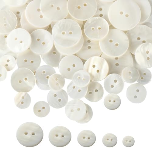 HLTOO 50PCS Pearl Buttons, Pearl Shell Bulk Sewing Buttons, 10mm/12.5mm ...