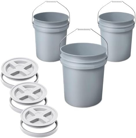 Amazon.com: 5-Gallon Grey Bucket Pail with Gamma Seal Screw on Airtight ...