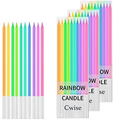Amazon.com: Apluselection 40-Count Rainbow Birthday Candles, Tall Thin ...