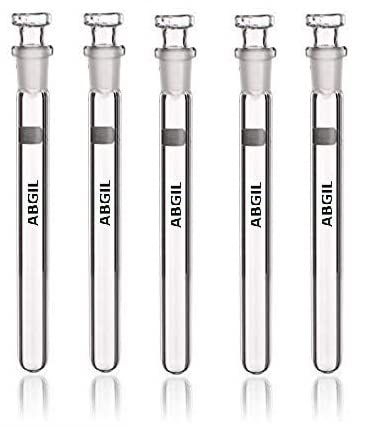 ABGIL BOROSILICATE GLASS TEST TUBE WITH STOPPER. 5 ML CAPACITY. 5 UNITS ...