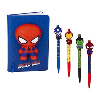 Marvel Avengers Stationery Set, Includes Spiderman Notebook, 4 Pens 3D ...
