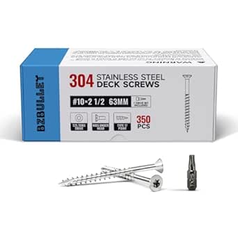 #10 X 2 1/2 Inch 304 Stainless Steel Deck Screws Wood Screws, Flat Head ...