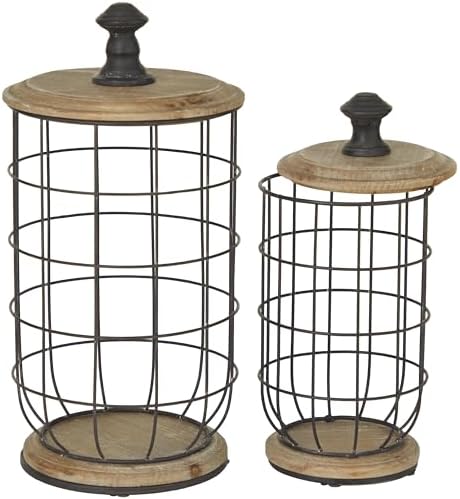 Amazon.com: Deco 79 Metal Kitchen Living Room Decorative Jars Caged ...