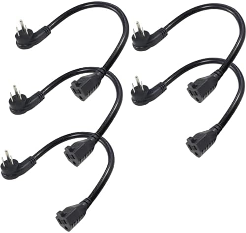 Flat Plug Short Power Extension Cord - 8inch Low Profile Flat Plug 3 ...