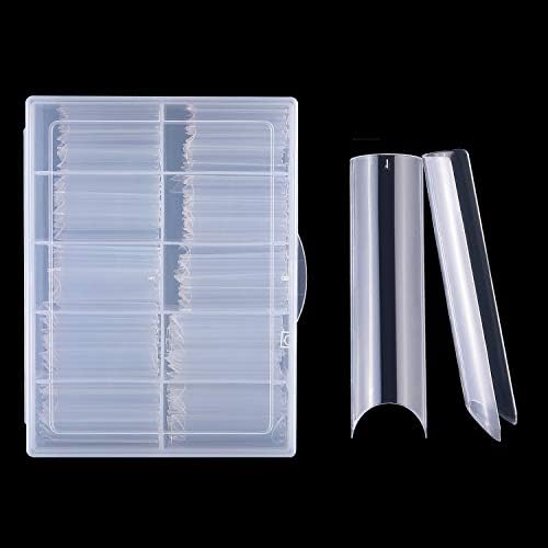 Amazon.com: Extra Long C Curve Half Cover Nail Tips, Misssix 200 PCS ...