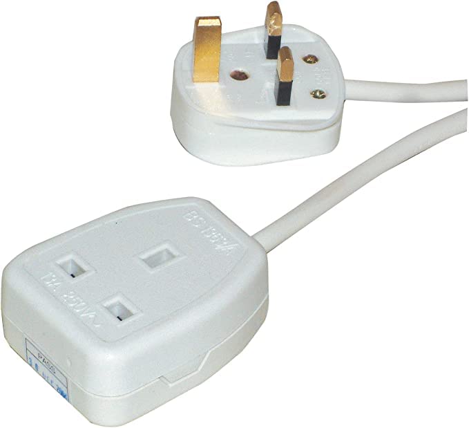1 Gang/Single Mains Extension Cable 13amp 3 Pin Plug Trailing Socket ...
