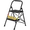 BONTEC 2 Step Ladder, Folding Steel Step Stool with Wide Anti-Slip ...