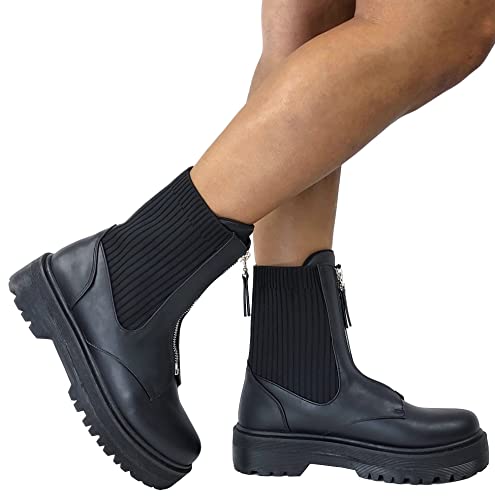 Snapklik.com : TruFox Womens Lug Sole Platform Ankle Chelsea Boots ...