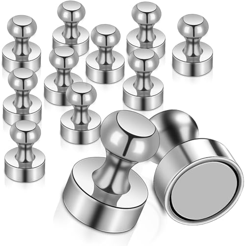 FPMYB 12 Pack Metal Magnetic Push Pins - Strong Rare Earth Refrigerator ...