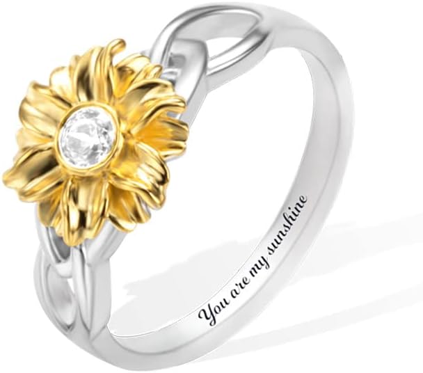 Amazon.com: AILIN Custom Sunflower Rings For Women Brass/Sterling ...