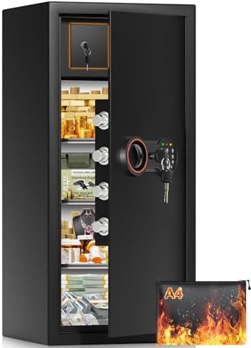 31.5"H Large Safe Box with Inner Lock Box, Slim Design Home Safe with ...