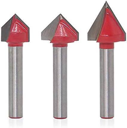 Saipor 3pcs V-Groove Router Bit Set, Carbide Tipped V Grooving Bits 3D ...