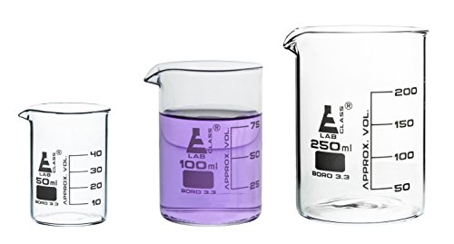 LabGlass EISCO Borosilicate Glass Low Form Beaker 50 ml, 100 ml & 250 ...