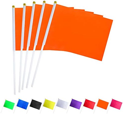 Amazon.com: Consummate 25 Pack Solid Orange Flag Small Mini Plain ...