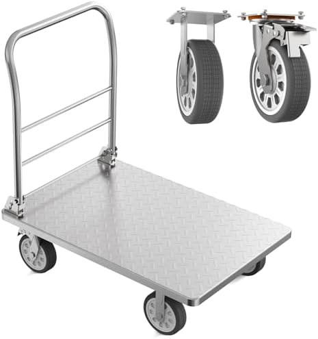 Amazon.com: Flatbed Carts with Wheels, Folding Heavy Duty Platform ...