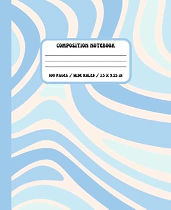 Composition Notebook: Preppy Blue Groovy Waves Aesthetic, Wide Ruled ...