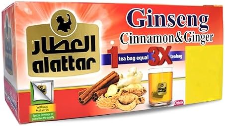 Amazon.com : AlAttar Natural Drink Ginseng Cinnamon & Ginger Herbal Tea ...