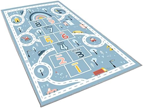 Amazon.com: OVALLEY Kids Hopscotch Rug - Indoor, Game Mat with Numbers ...
