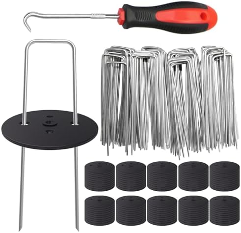 Amazon.com : AAGUT 100 Pack Landscape Staples with Gasket Washer Caps ...