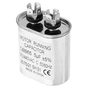PATIKIL 5uF 5MFD 370-440V Dual Round Run Capacitor, 1Pcs CBB65 Capacitors AC Motor Start ...