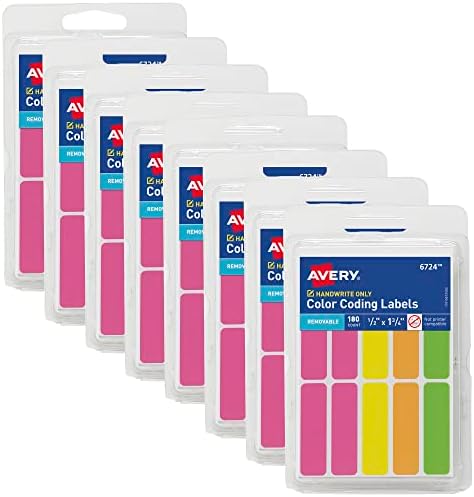 Amazon.com : Avery Color-Coding Removable Labels, 1/2" x 1-3/4 ...
