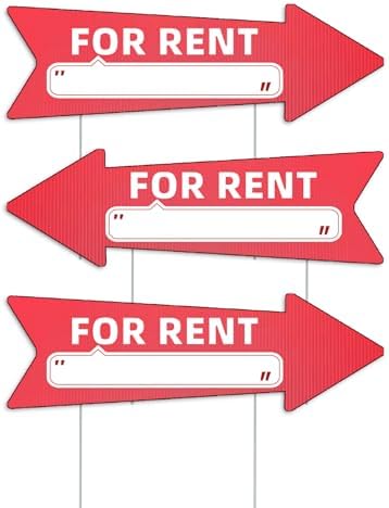 Amazon.com : Beeveer 5 Pcs 12 x 16 Inch Double Sided for Rent Sign with ...