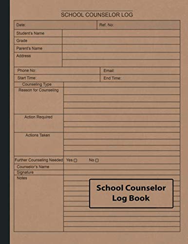 School Counselor Log Book: School Counselor Workbook Simple Counselling ...