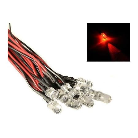 Pack of 10 x Flashing 5mm Prewired LEDs with Black Bezel Holders Light ...