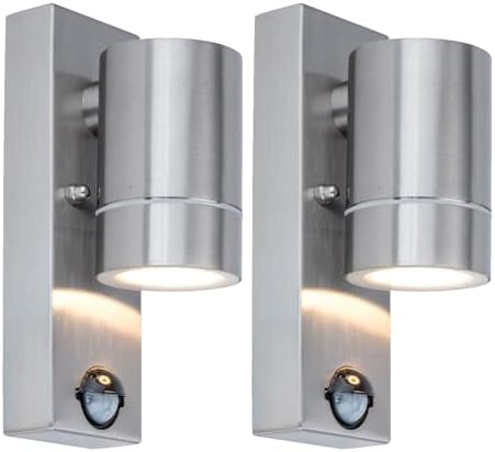 firstchoicelighting Set of 2 Stainless Steel Outdoor Security Lights ...