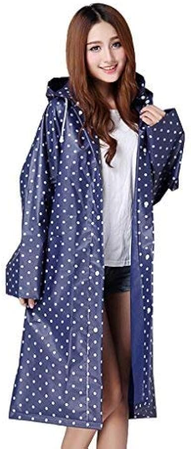 Women Long Sleeve Raincoat Dot Waterproof Rain Coat Reuseable Portable ...
