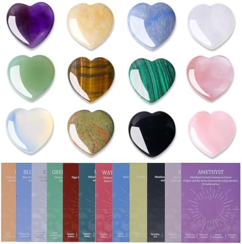 Amazon.com: Jovivi 24pcs Natural Heart Crystals and Healing Stones Bulk ...