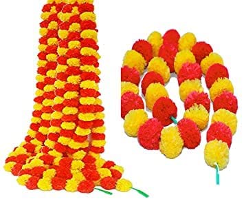 Buy Kapoor Crafts ® 5 Pcs Artificial Marigold Flowers for Decoration ...