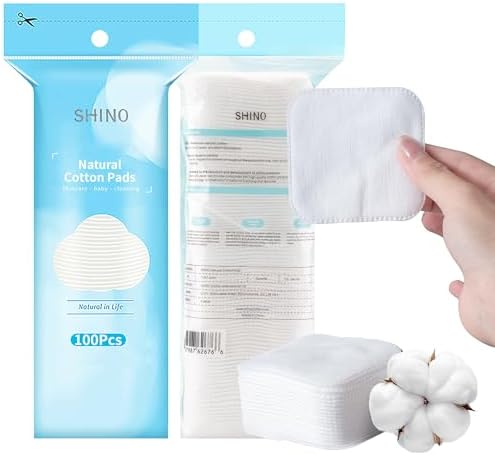 Amazon.com: SHINO Natural Square Cotton Pads,100 Ps Biodegradable Pads ...
