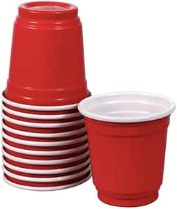 Amazon.com: Mini Red Cups Disposable Plastic Shot Glasses 2 oz. for ...