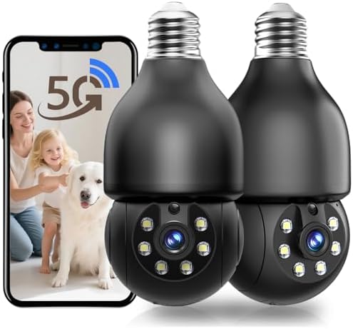 Amazon.com : Light Bulb Security Camera 5G WiFi 2K Light Socket ...