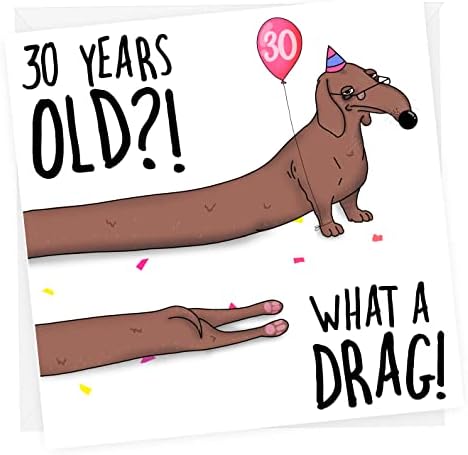 NotNiceThings Funny Dog 30th Birthday Card, What a Drag, Sausage Dog ...