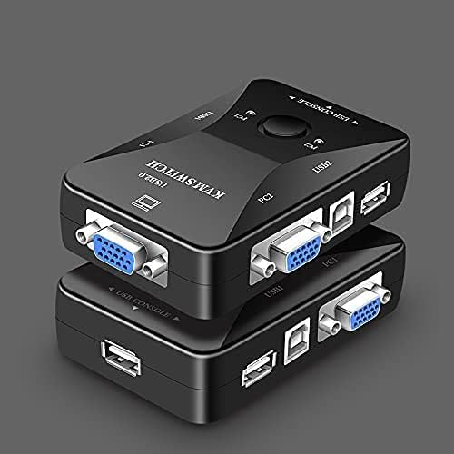 2 Port KVM Switch VGA USB Console 2 In 1 Out With Button Connects ...