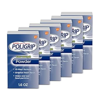 PoliGrip Super Denture Adhesive Powder, Extra Strength 1.6 oz Container ...