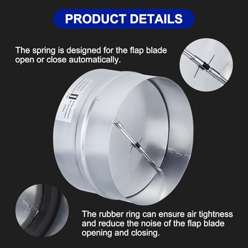 PATIKIL Backdraft Damper, 6 Inch, 2 Pack Ducting Hose Airflow Insert ...