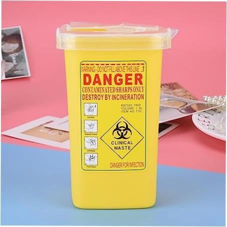 Biohazard Sharps Container – 1L Tattoo Needle Disposal Box Plastic ...