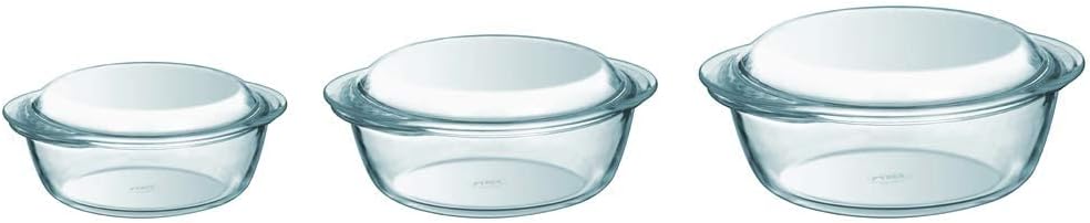 Pyrex Essentials - Set of 3 glass casseroles high resistance 1,4L/2,1L ...