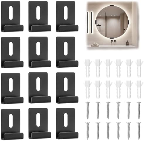 12 Pack Metal Mirror Clips for Wall Mounting, Wide Channel Mirror ...