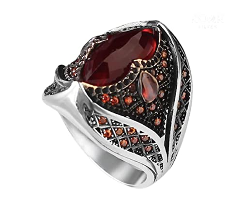 Amazon.com: Zircon Ring-925k Unisex Silver Jewelry-Vintage Gemstone ...