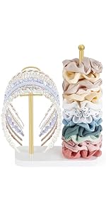 Amazon.com: Dahey Scrunchie Holder Hair Tie Organizer Stand 2 Tier ...