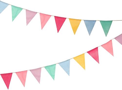 Amazon.com: Colorful Pennant Banner, 24pcs Pre-Strung Imitated Burlap ...