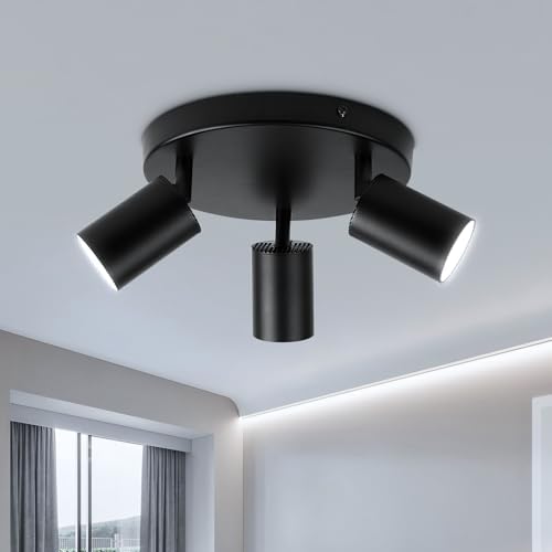 CANMEIJIA 3 Light Directional Ceiling Spotlight, Black Track Lighting ...
