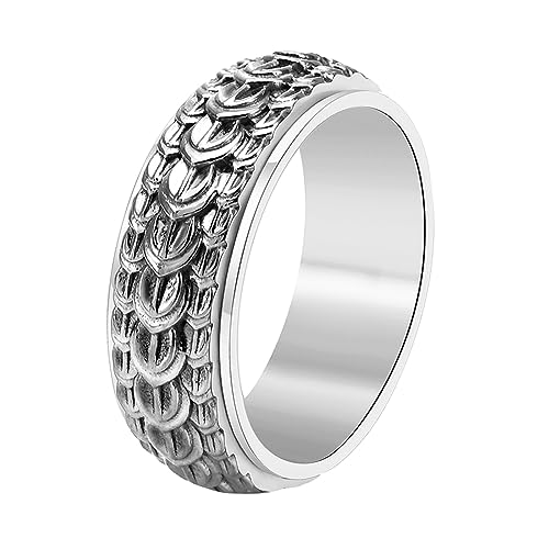 Snapklik.com : Dragon Scale Anxiety Ring For Men Cool Stainless Steel ...