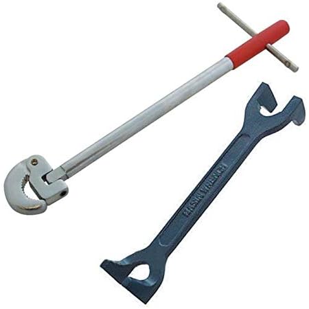 Voche Plumbers Fixed Basin Wrench & 11" Adjustable Tap Nut Spanner ...