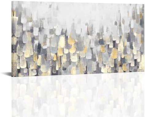 Amazon.com: LoveHouse Abstract Canvas Wall Art Grey Gold Painting ...
